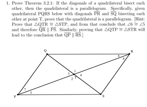 solved 1 prove theorem 3 2 1 if the diagonals of a