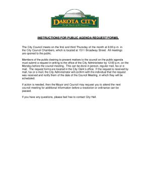 Fillable Online Public Agenda Request Form City Council Form Fax Email
