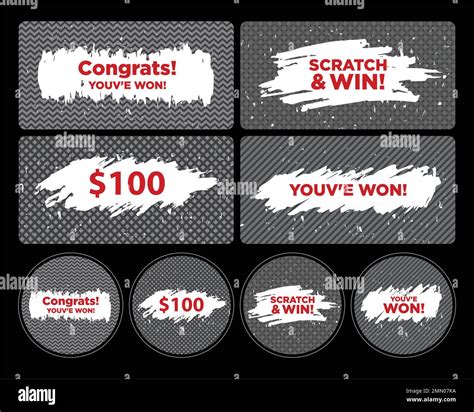Vector Set Of Scratch Win Card Lottery Ticket Scratch Torn Marks