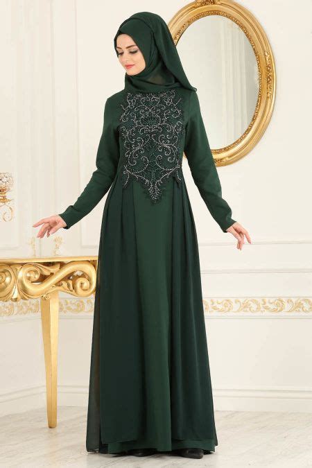 NAYLA COLLECTION Nayla Collection Dantel Detaylı Yeşil Tesettür
