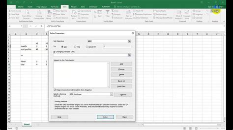 solving lp maximization problems using excel solver youtube