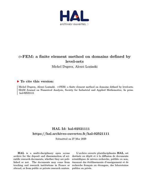 ϕ fem a finite element method on domains defined by level sets download free pdf finite