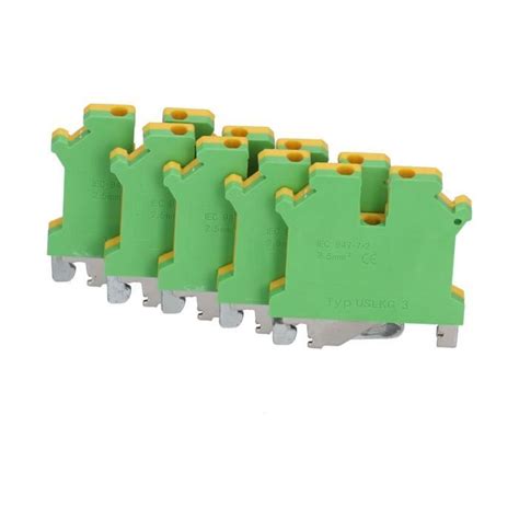Qiilu borne sur rail DIN Borne de mise à la terre 50pcs cuivre pur