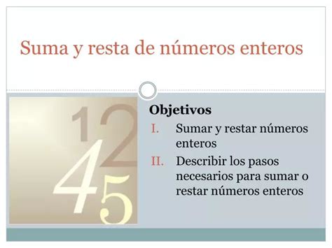 PPT Suma y resta de números enteros PowerPoint Presentation free