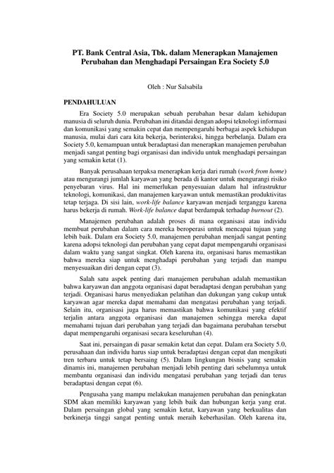 PDF PT Bank Central Asia Tbk Dalam Menerapkan Manajemen Perubahan
