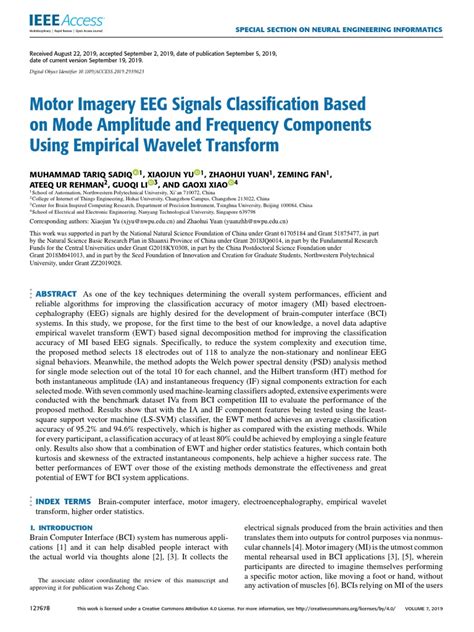 motor imagery eeg signals classification based on mode amplitude and frequency components using