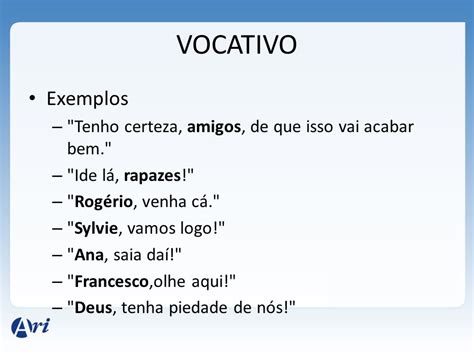 Vocativo Exemplos Dinotube Fr