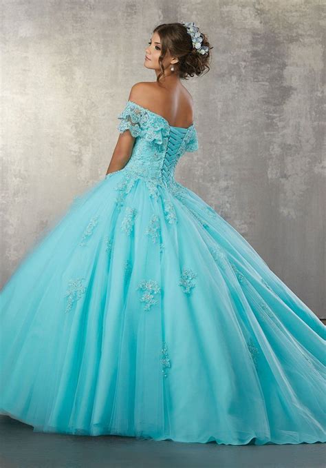 Off Shoulder Lace Quinceanera Dress By Mori Lee Vizcaya 89168 Teal