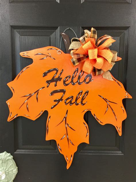 Fall Leaf Wood Door Hanger Fall Door Decorations Fall Halloween