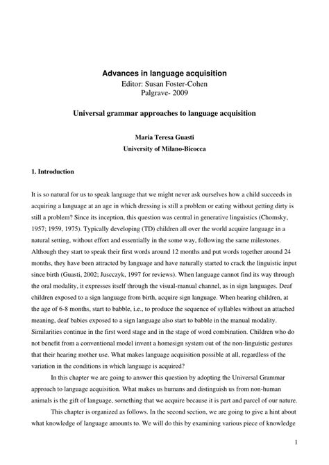 pdf universal grammar approaches to language acquisition