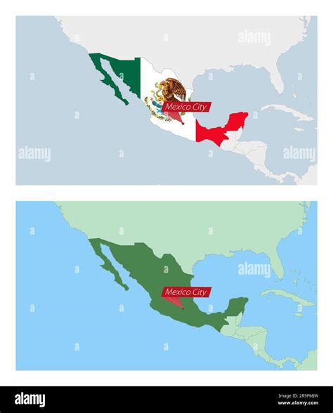 Mexico Map With Pin Of Country Capital Two Types Of Mexico Map With