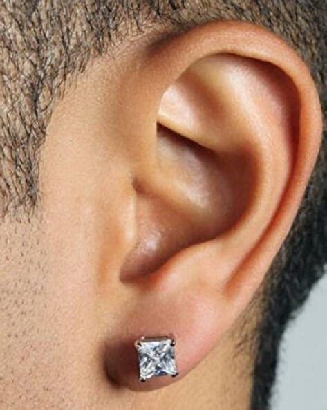 Vera Wang Men Square Cut Diamond Frame Stud Earrings In K
