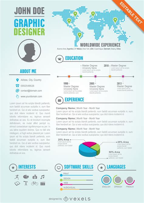 Diseñador Gráfico Editable Curriculum Cv Plantilla Descargar Vector