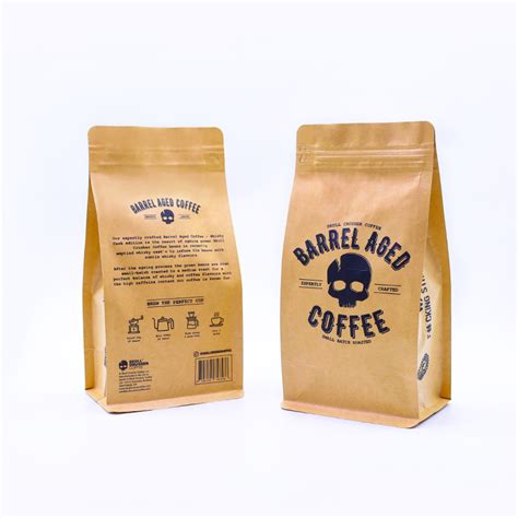 China Custom Printed Kraft Compostable Empty Flat Bottom Coffee Bags