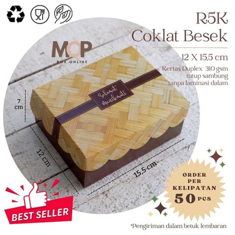 Jual 50pcs Dus Roti Kotak Kue Cantik R5k COKLAT BESEK Kotak 15x12 Box