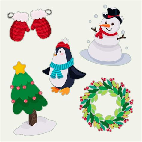 Free Vector Hand Drawn Christmas Element Collection