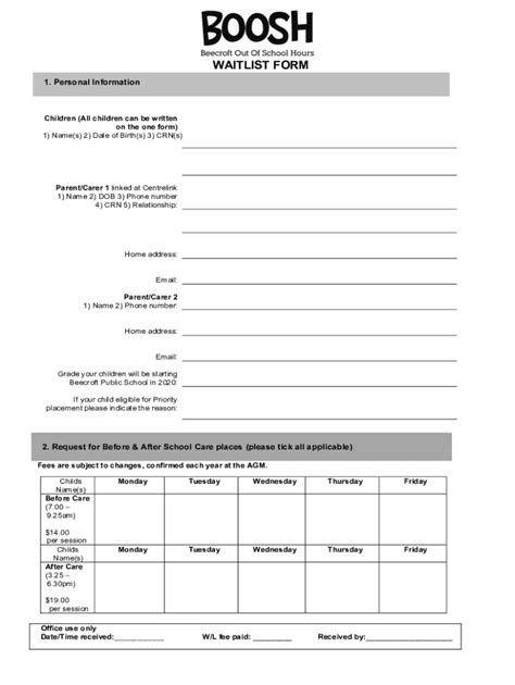 Fillable Online Waitlist Form Dec Doc Fax Email Print Pdffiller