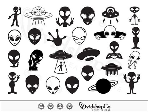 Alien SVG Bundle Ufo Svg Aliens Dxf Ufo Png Ufo Eps Aliens Vector