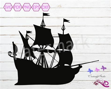 Pirate Ship Svg Silhouette Clipart Ship Clipart Boat Stencil Ship