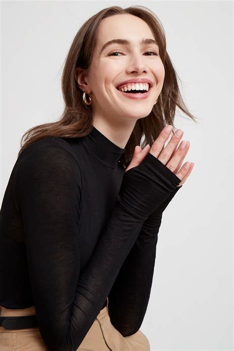 Mock Neck Long Sleeve Sheer Off White Top Addy Top Marcella