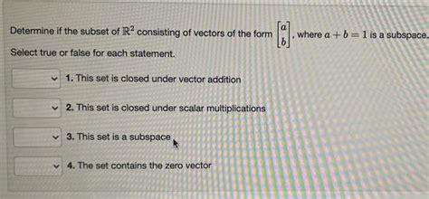solved determine if the subset of r2 consisting of vectors