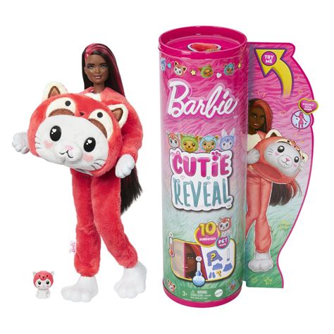 Barbie Cutie Reveal Lalka Kotek Czerwona Panda Seria KostiuMalezja