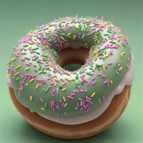 Premium Ai Image D Rendering Of Donuts With Icing And Sprinkles