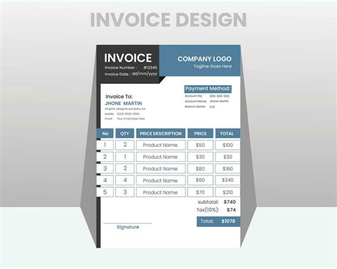 Minimal Corporate Business Invoice Design Template Print Ready Invoice
