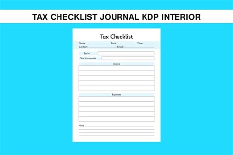 Premium Vector Tax Checklist Journal Kdp Interior