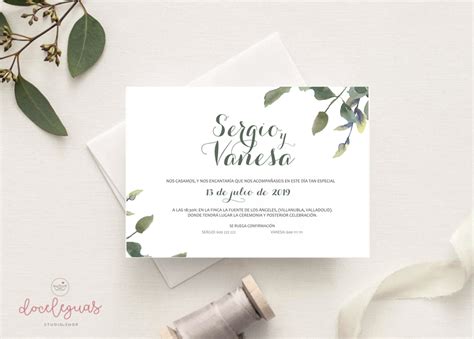 Invitacion De Boda Personalizada Acuarela Doce Leguas Estudio Creativo