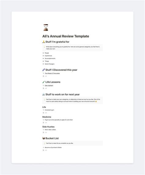 Ali S Annual Review Template Notion Everything Annual Review