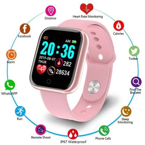 Relógio Y68 d20 Smartwatch inteligente monitor saúde bluetooth ROSA