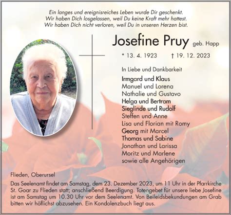 Traueranzeigen Von Josefine Pruy Trauer36 De