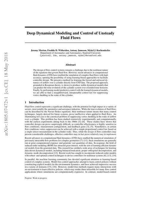 pdf deep dynamical modeling and control of unsteady fluid flows