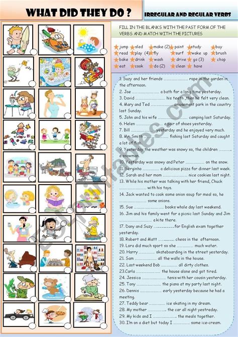Simple Past Tense Regular Irregular Verbs Esl Worksheet By Critos