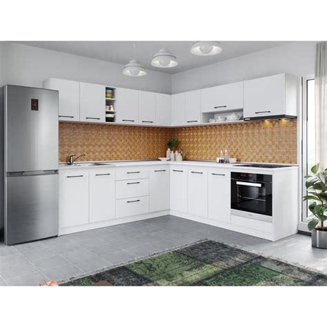 Set Mobila Bucatarie Colt Mina Pure Alb C60 L 244 244 X A 60 X H 200