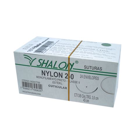 Portal do Médico Fio Sutura Nylon Preto Cuticular Tam 2 0 45cm C 24un