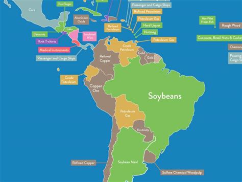 Este mapa muestra cuáles son los productos más exportados en cada país