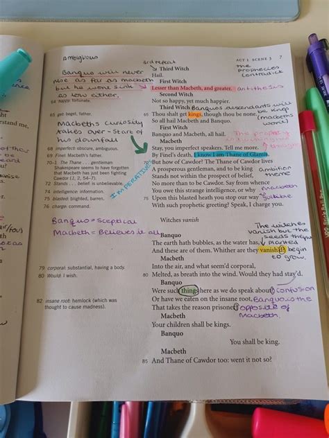 Shakespeare Macbeth Annotations Analysis Act 1 Scene 3 Page 7 Notes