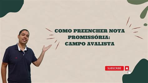 Como Preencher Nota Promissória Campo Avalista YouTube