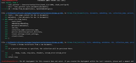 The API Deployment For This Resource Does Not Exist ChromaDB