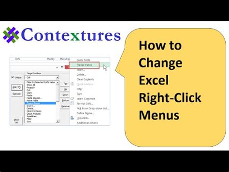 How To Change Excel Right Click Menus YouTube