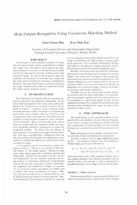 pdf mesh pattern recognition using correlation matching method kuo chin fan