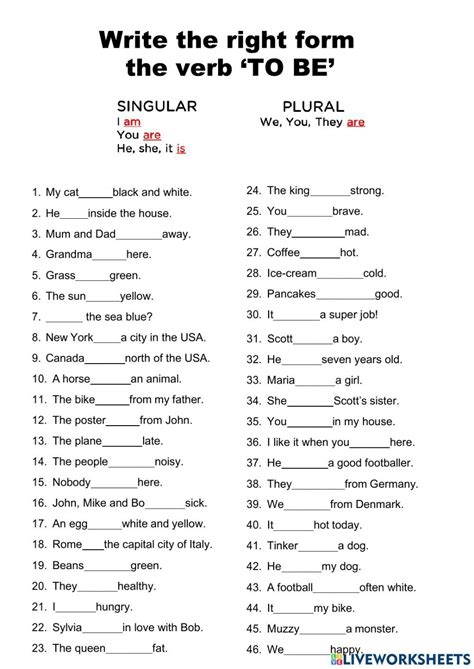 Verb To Be Online Worksheet For Grade You Can Do The Exercises