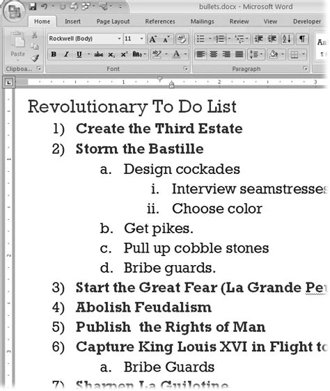Microsoft Word Multilevel Lists Outline Template Free Word Template