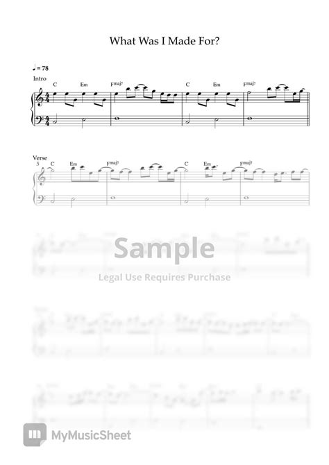Billie Eilish What Was I Made For EASY PIANO SHEET Partitura By