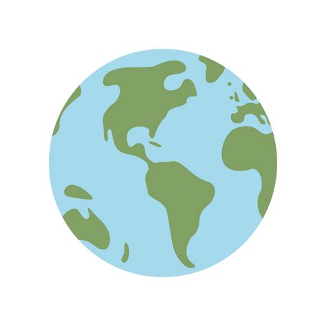 Globe World Map Planet Earth Flat Vector Illustration Doodle Map With