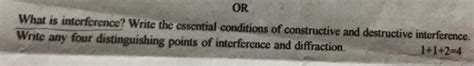 or what is interference write the essential conditions of constructive and destructive