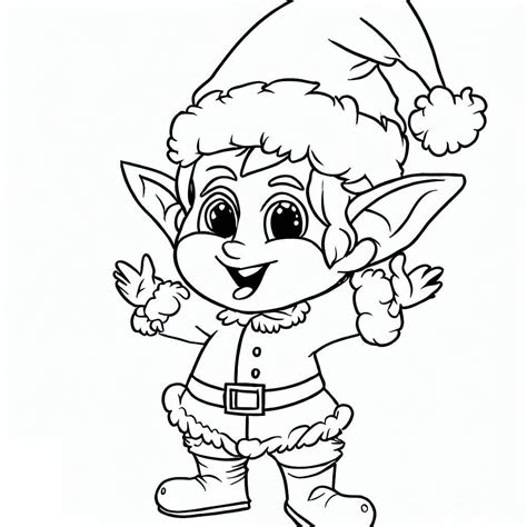 Coloriage Dessin de Lutin de Noël télécharger et imprimer gratuit sur
