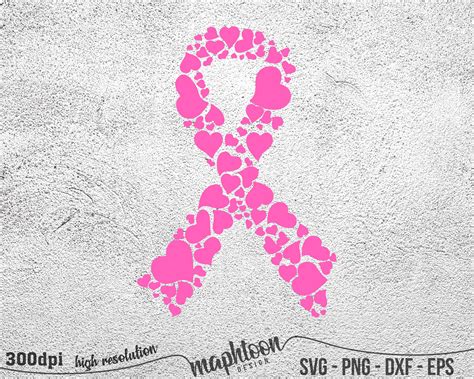 Cancer Ribbon Heart Svg Breast Cancer Team Svg Breast Cancer Etsy